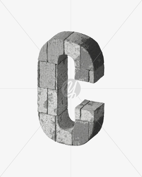 Letter C from Concrete blocks on Yellow Images Creative Fonts