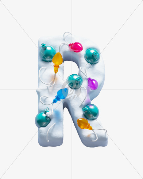 Letter R from Snow Garland alphabet on Yellow Images Creative Fonts
