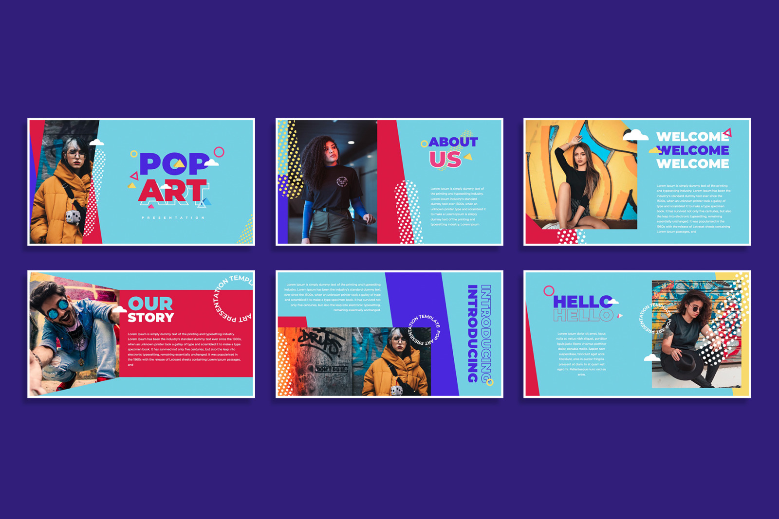 POP ART Bundle Presentation Template On Yellow Images Creative Store