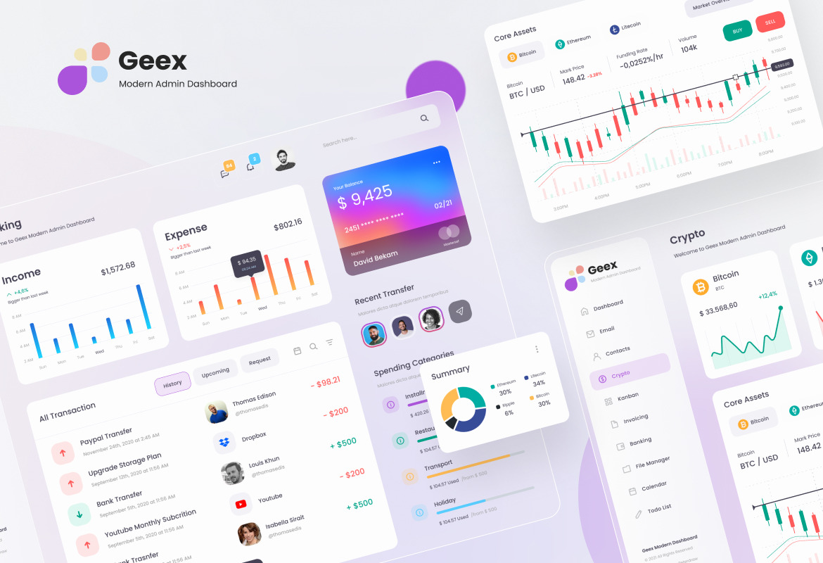 Geex - Modern Elegant Admin Dashboard UI Template on Yellow Images Creative Store