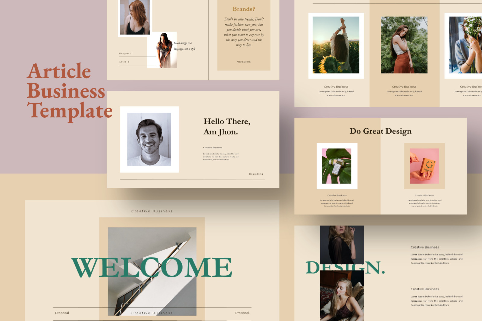 Article Powerpoint Template on Yellow Images Creative Store