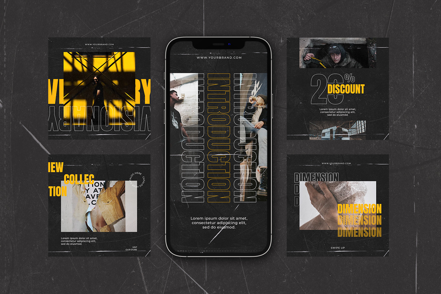 Derrick Instagram Template on Yellow Images Creative Store