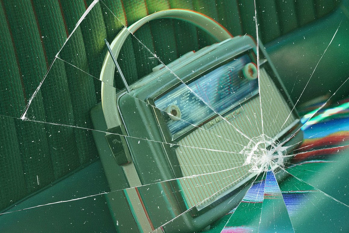 Cracked Screen Photo Effect on Yellow Images Creative Store