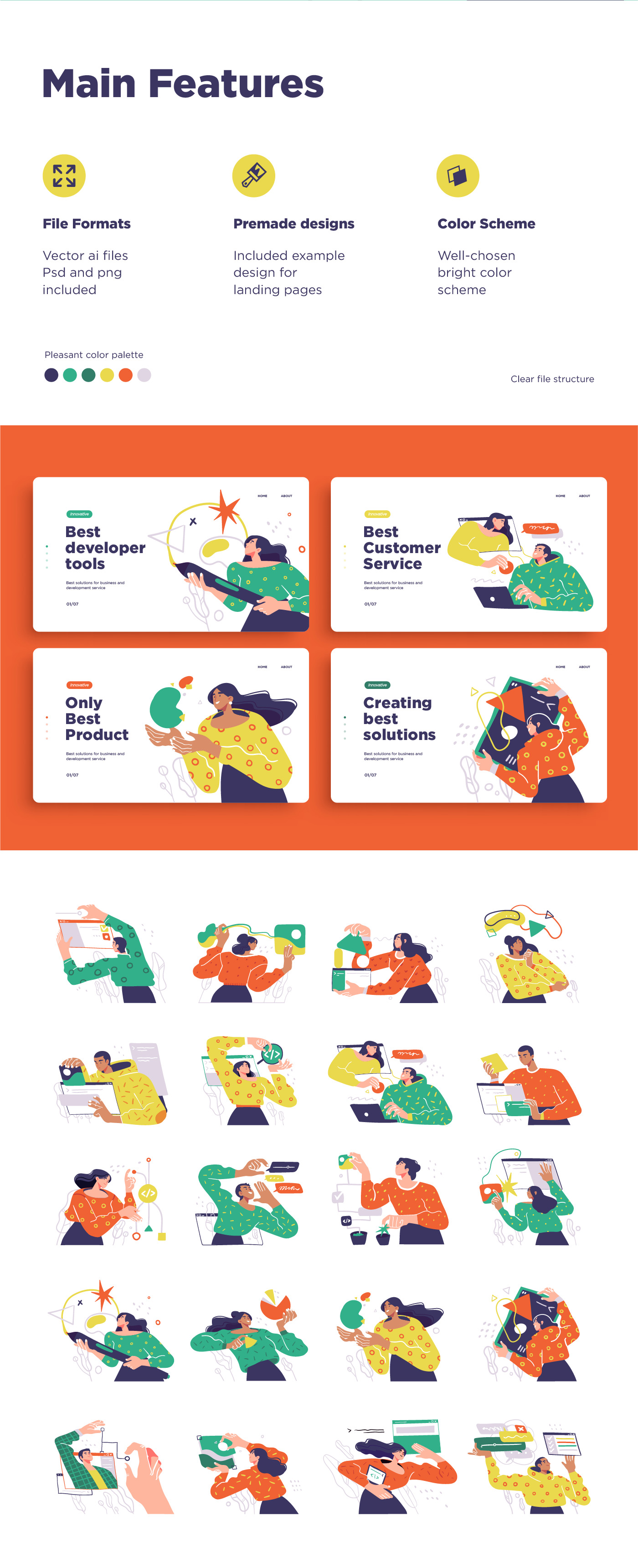 Programming Illustration Set. Different characters working on web and application development on ...