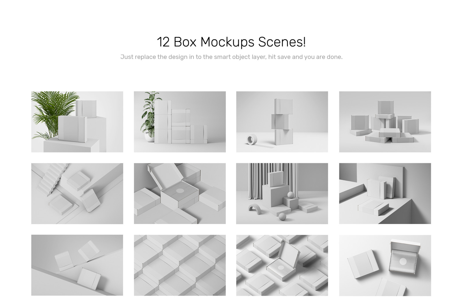 Box Mockups on Yellow Images Creative Store