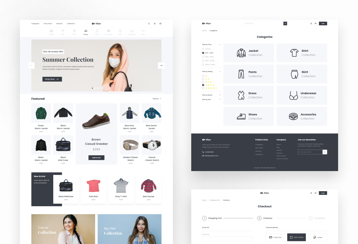 Elliye - Minimalist Marble Fashion E-commerce Website Template on ...