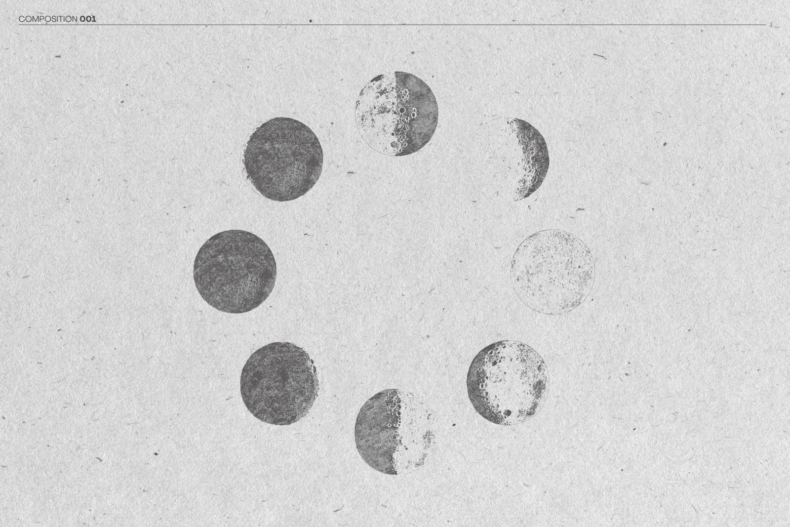 Illustrations of the moon phases on Yellow Images Creative Store