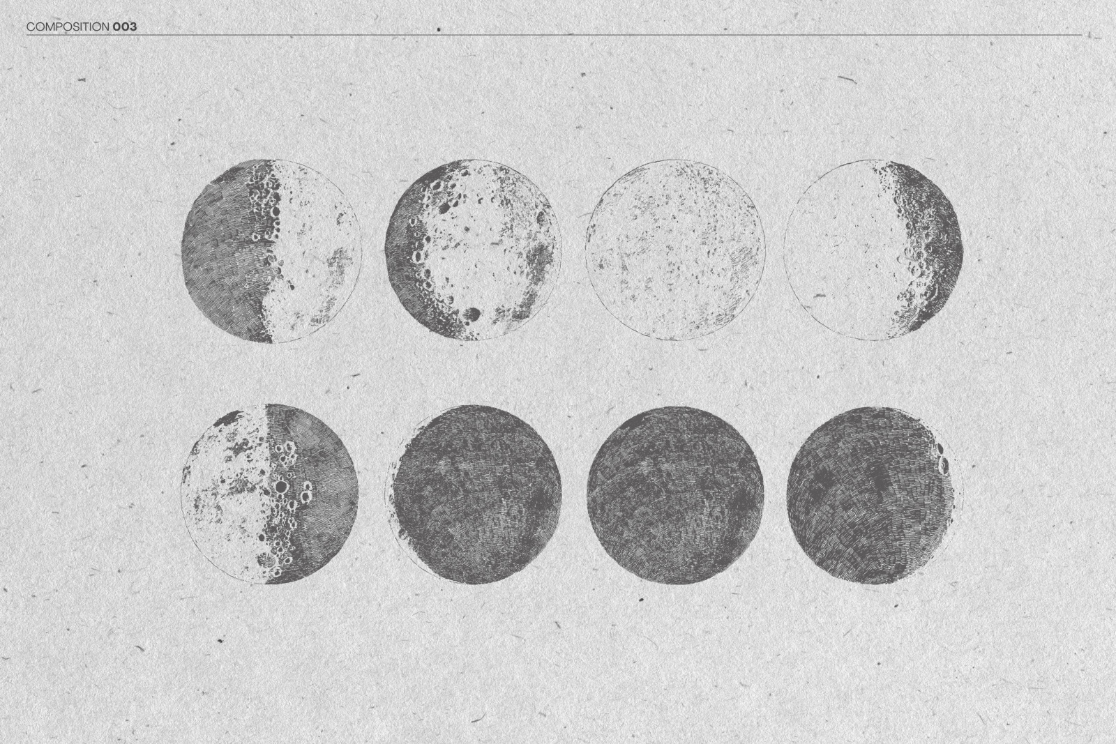 Illustrations of the moon phases on Yellow Images Creative Store