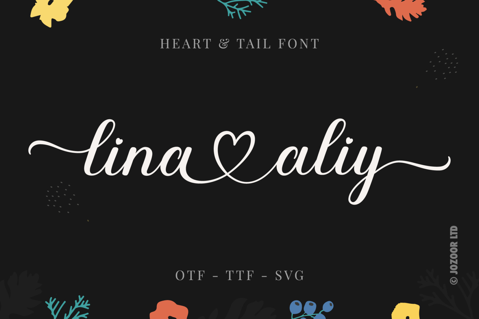 Habiby Lovely Heart Script Font On Yellow Images Creative Store