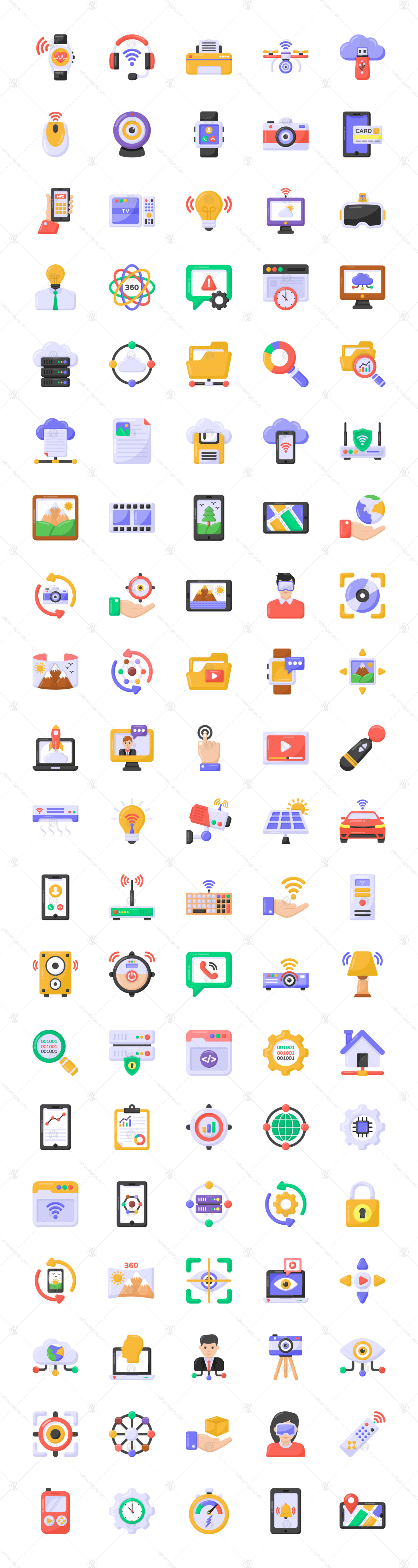 Smart Technology Icons - Vector icons on Yellow Images Creative Store