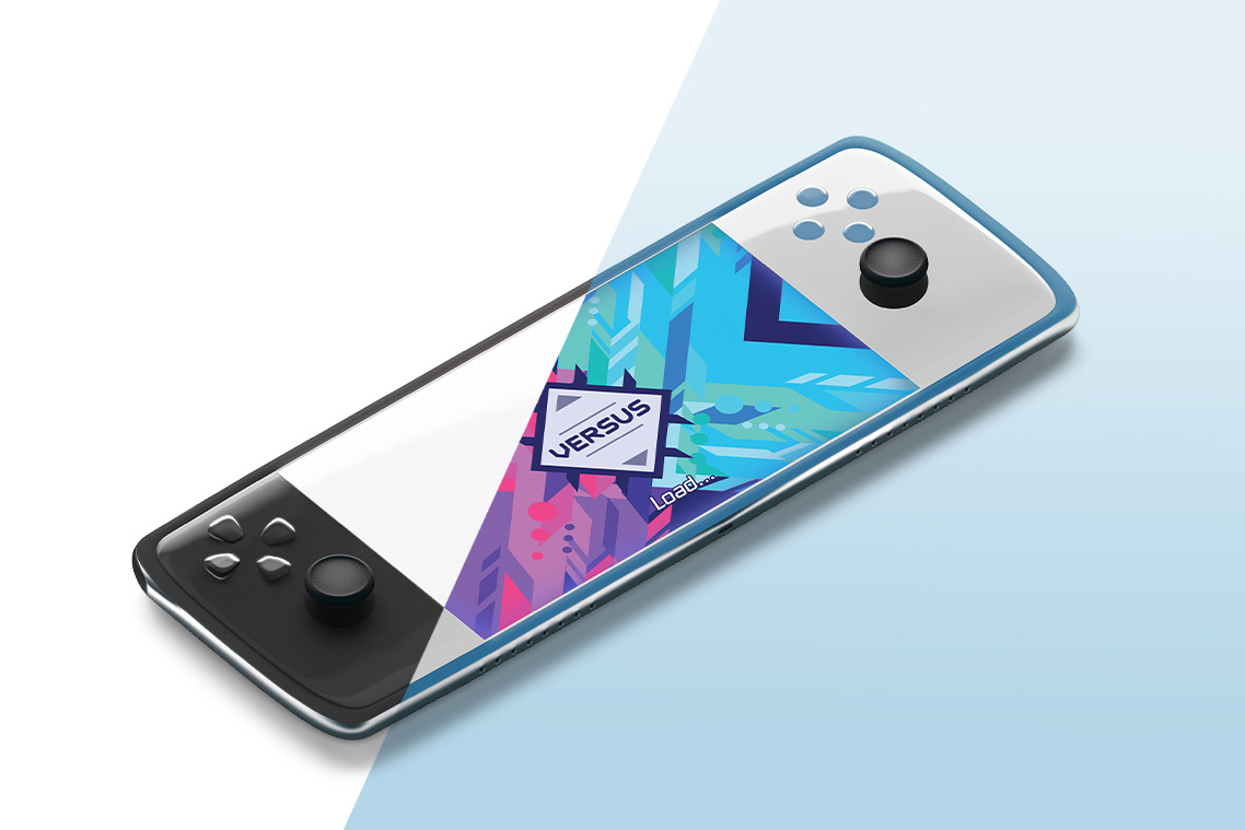 Game Console Screen Mockup on Yellow Images Creative Store