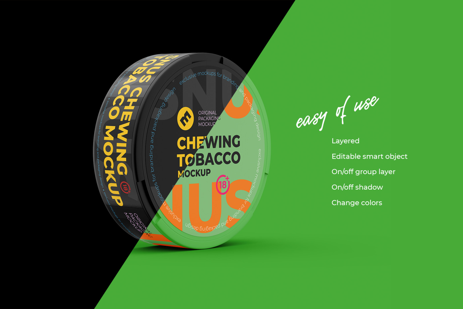 Snus Chewing Tobacco Can Mockup on Yellow Images Creative Store