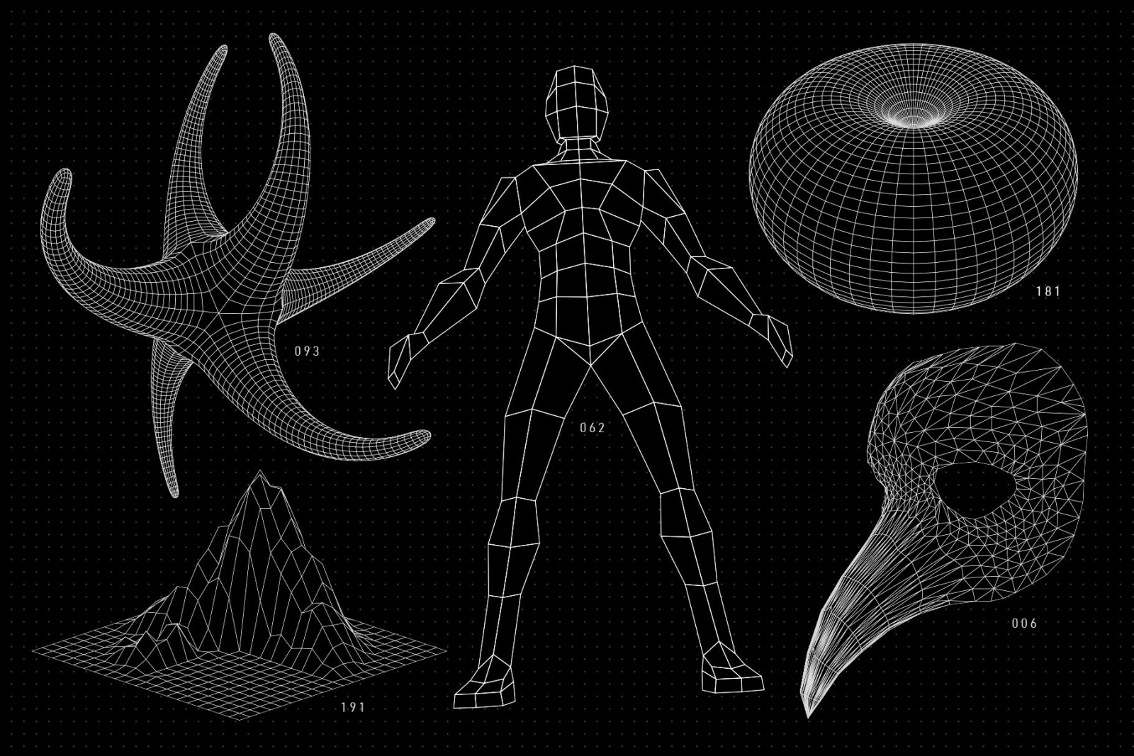 200 Vector Wireframe Shapes on Yellow Images Creative Store