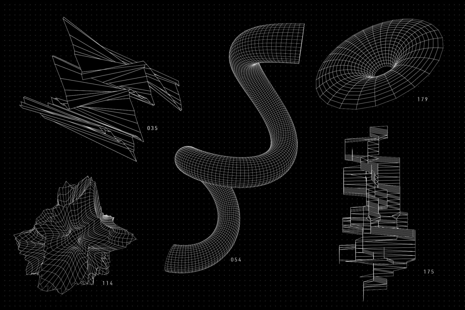 200 Vector Wireframe Shapes on Yellow Images Creative Store