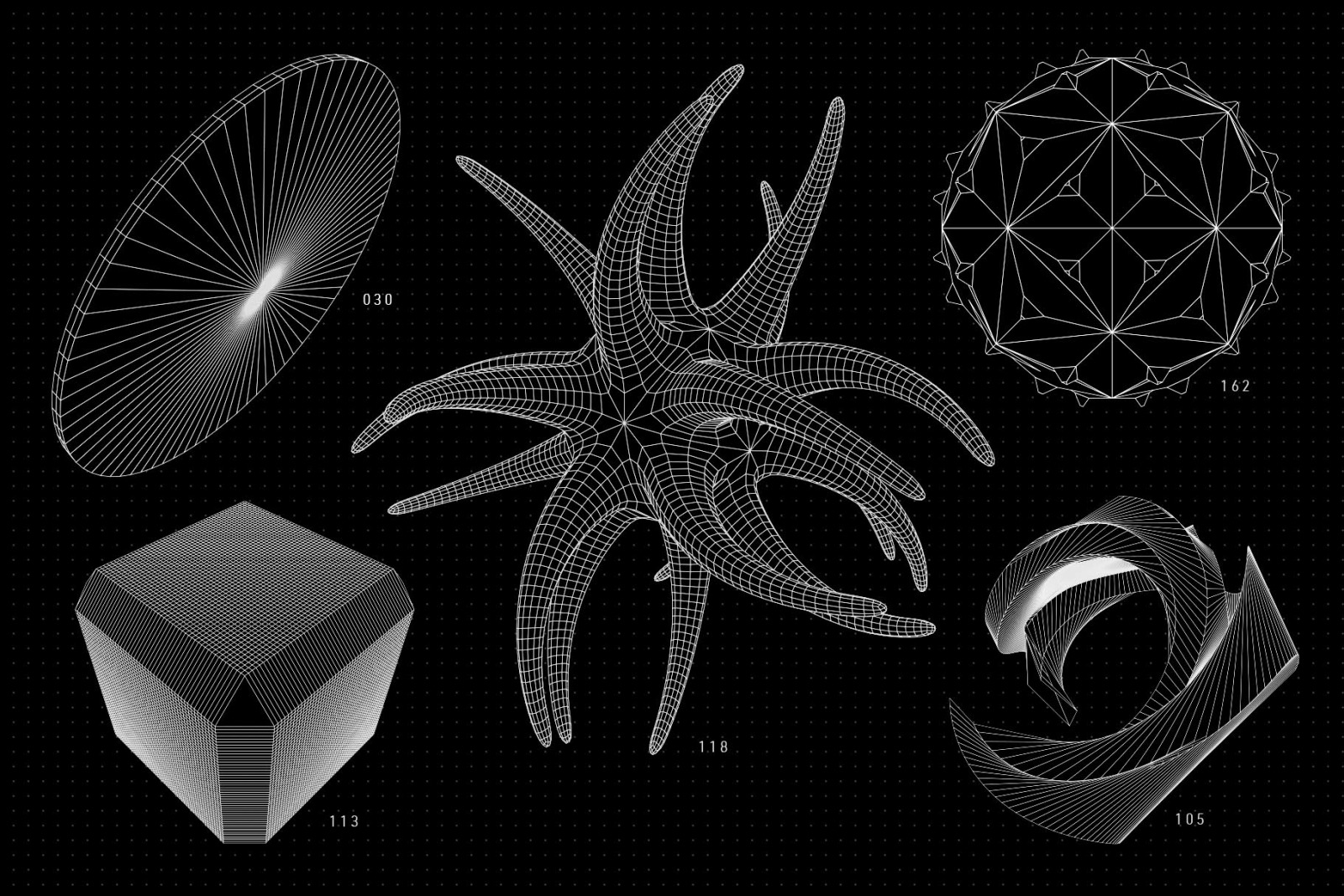 200 Vector Wireframe Shapes on Yellow Images Creative Store