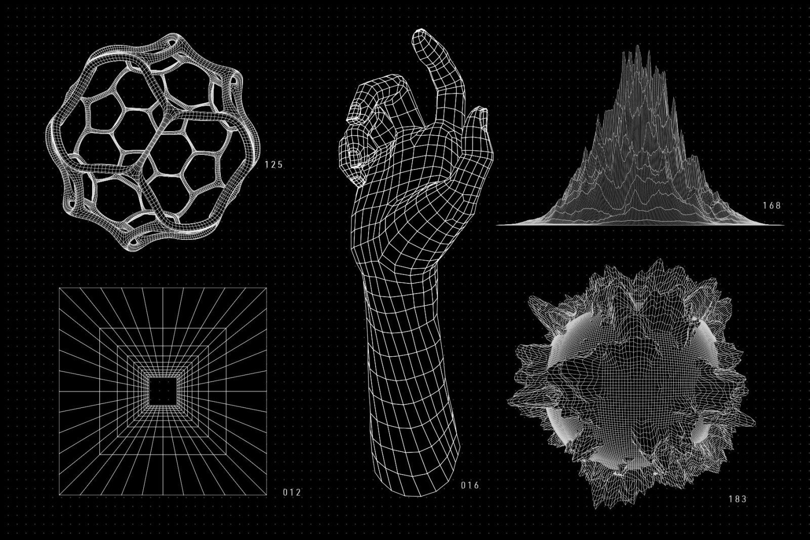 200 Vector Wireframe Shapes on Yellow Images Creative Store