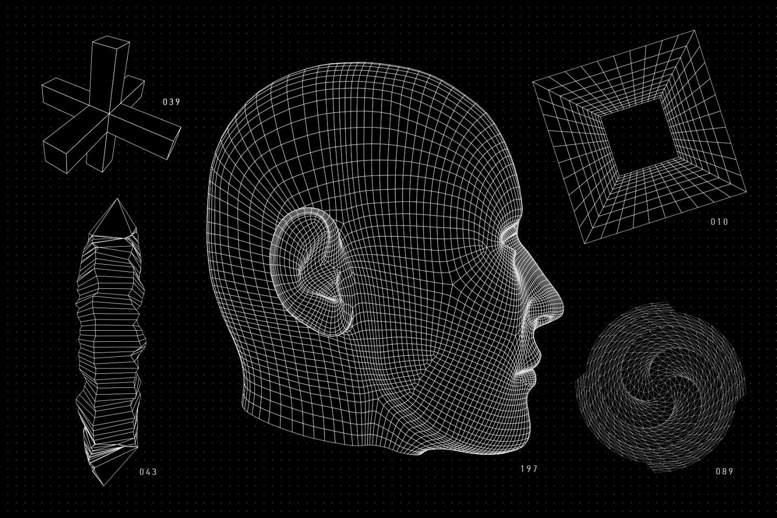 200 Vector Wireframe Shapes on Yellow Images Creative Store