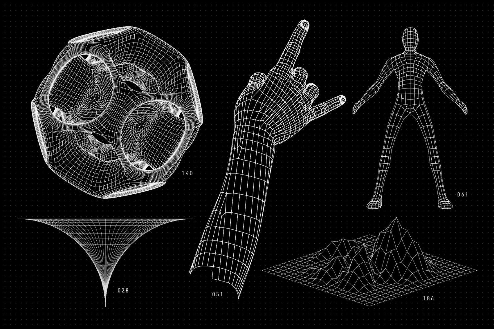 200 Vector Wireframe Shapes on Yellow Images Creative Store
