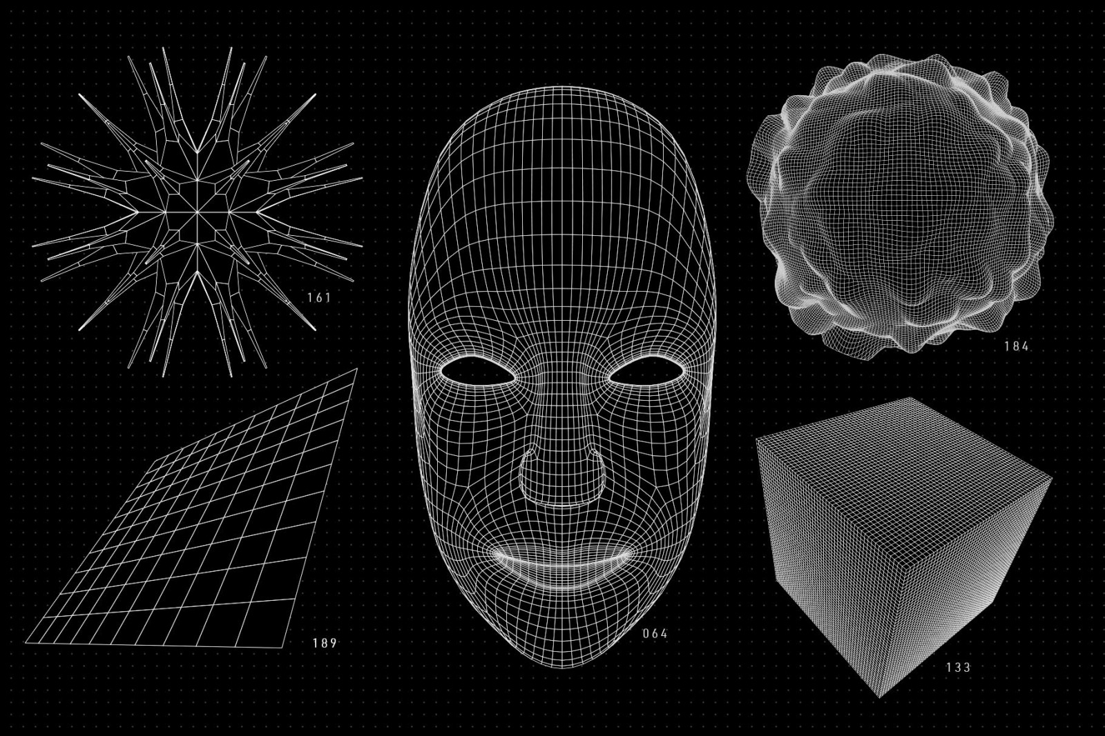 200 Vector Wireframe Shapes on Yellow Images Creative Store