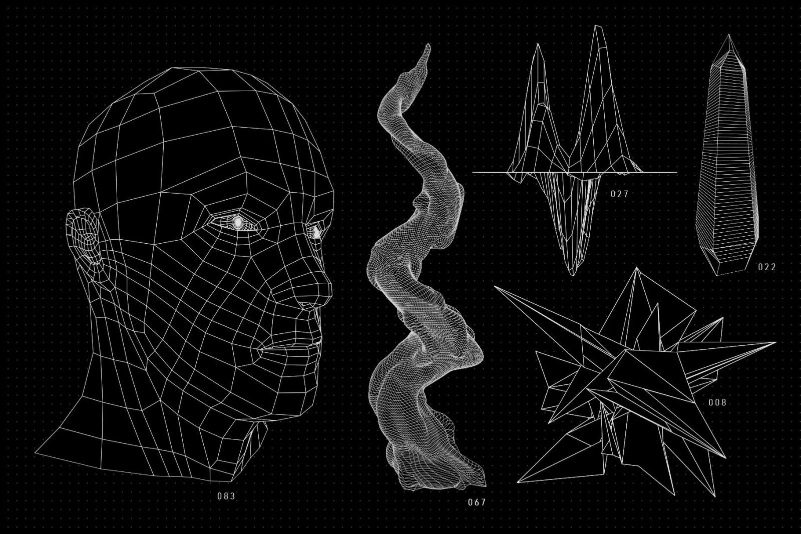 200 Vector Wireframe Shapes on Yellow Images Creative Store