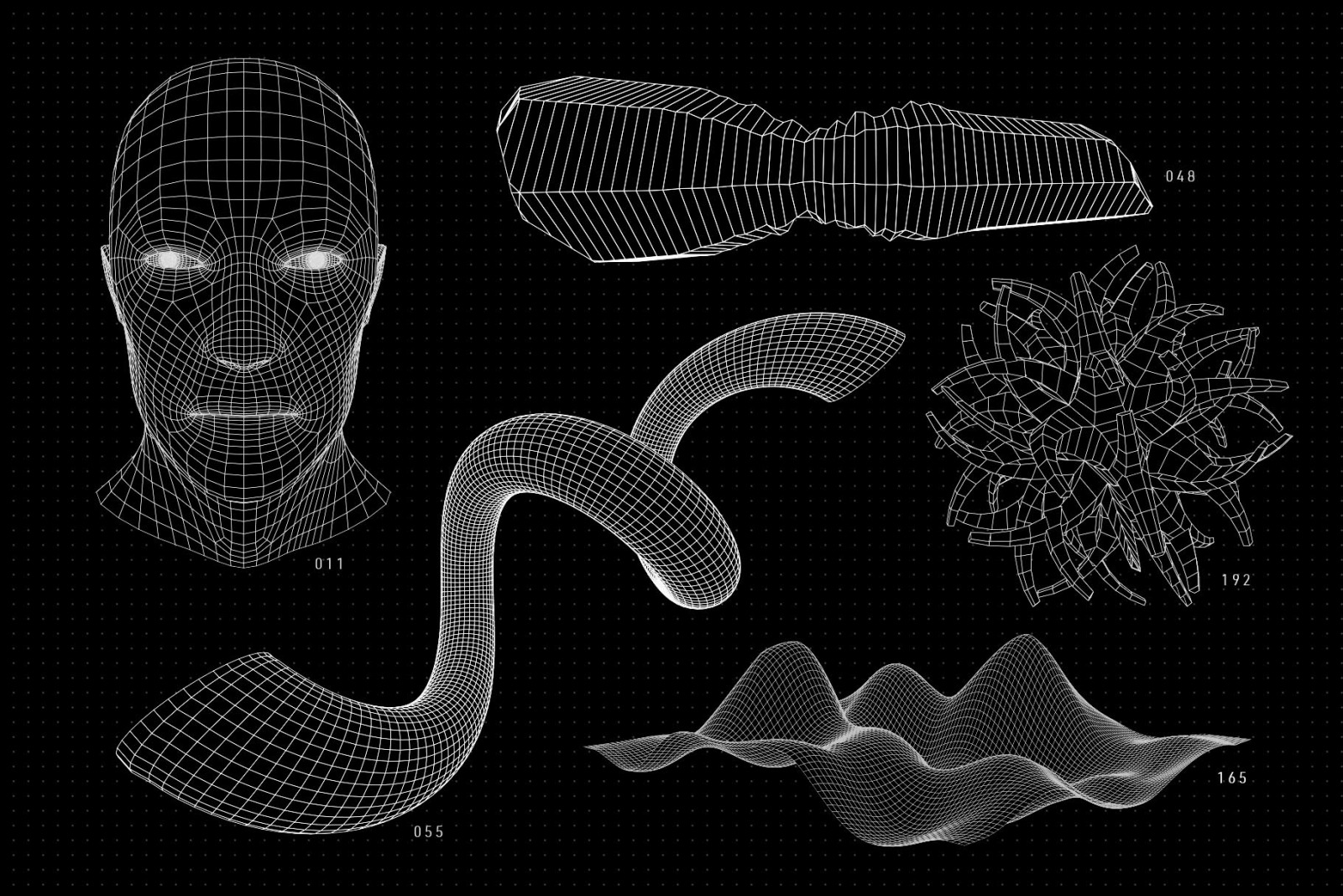 200 Vector Wireframe Shapes on Yellow Images Creative Store