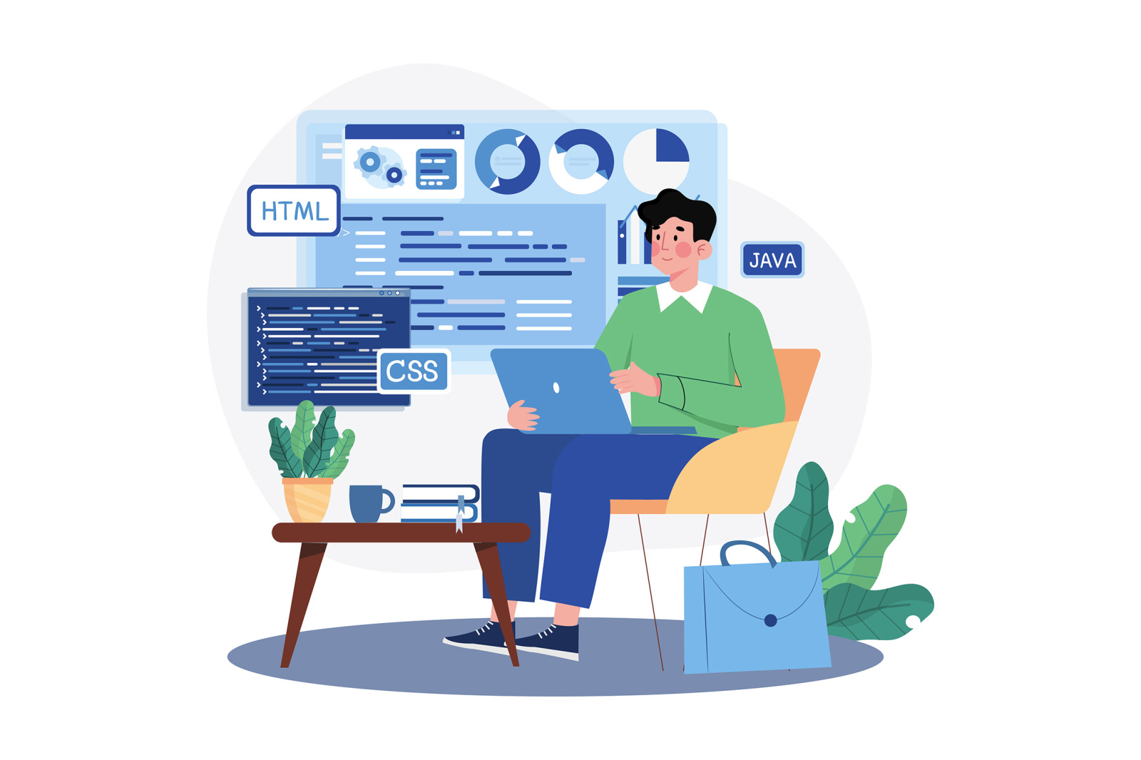 M641_Software Development Illustration Pack on Yellow Images Creative Store