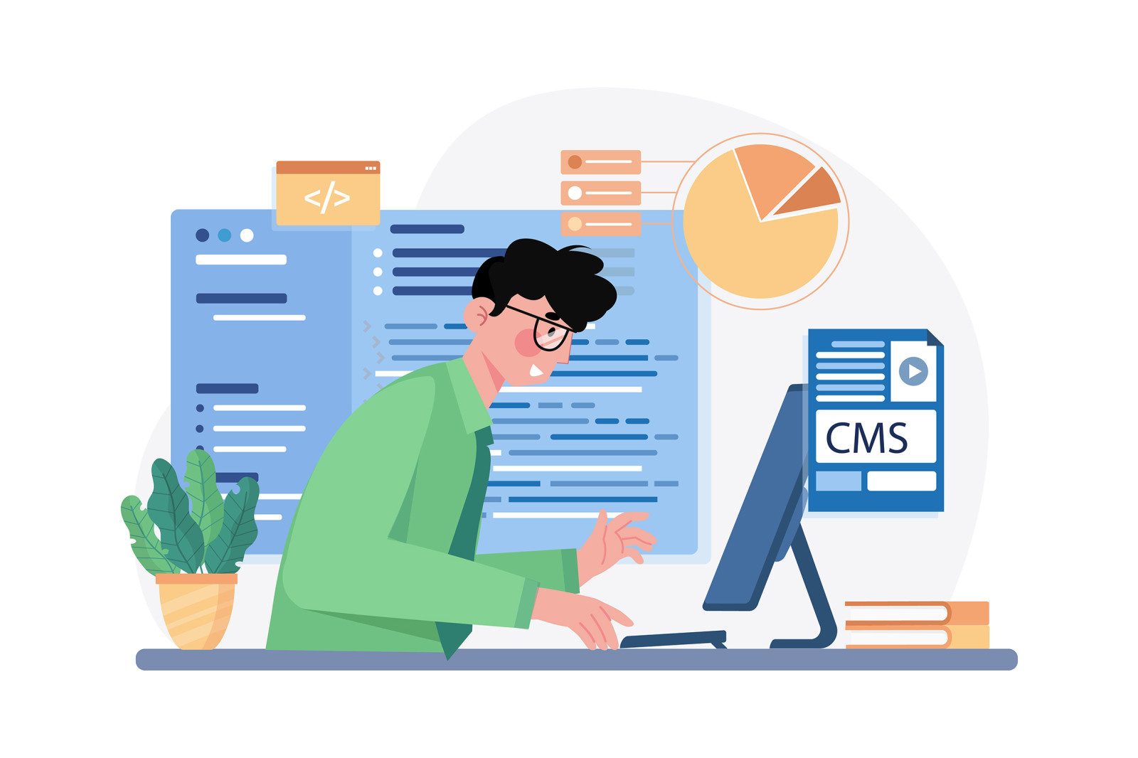 M641_Software Development Illustration Pack on Yellow Images Creative Store