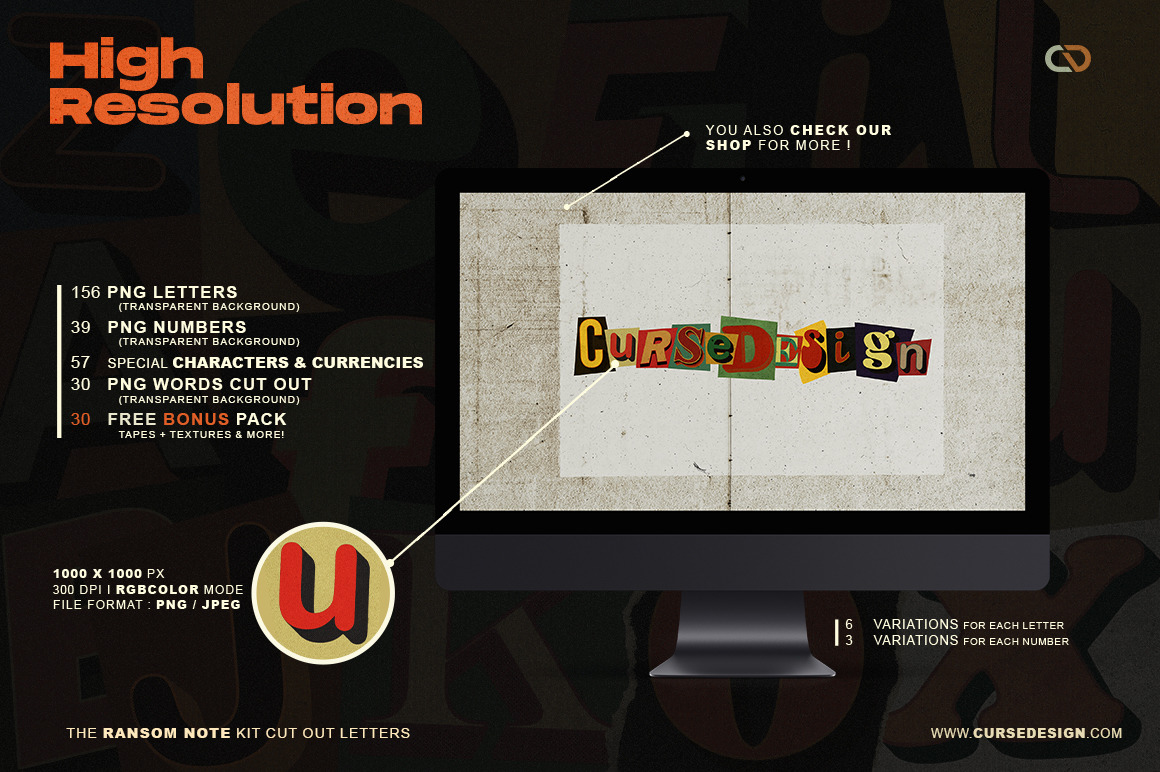 Ransom Note - 300+ Cut Out Letters on Yellow Images Creative Store