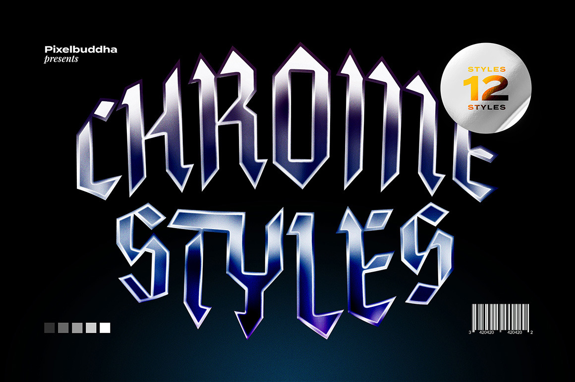 Galactic Chrome Text Styles on Yellow Images Creative Store