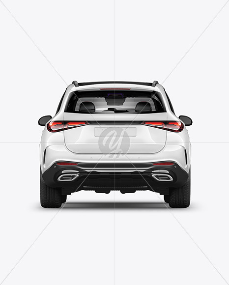 Crossover SUV Mockup - Back View on Yellow Images Object Mockups