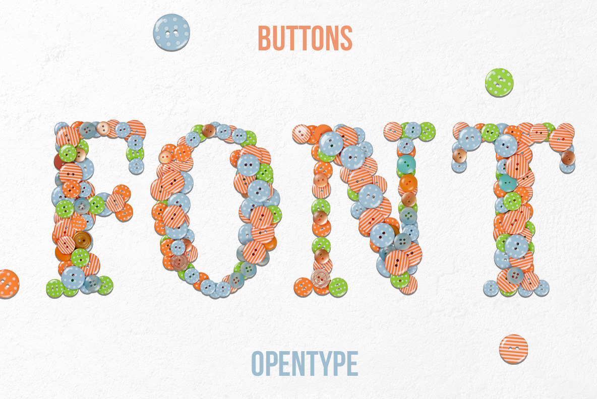 Buttons Font on Yellow Images Creative Store