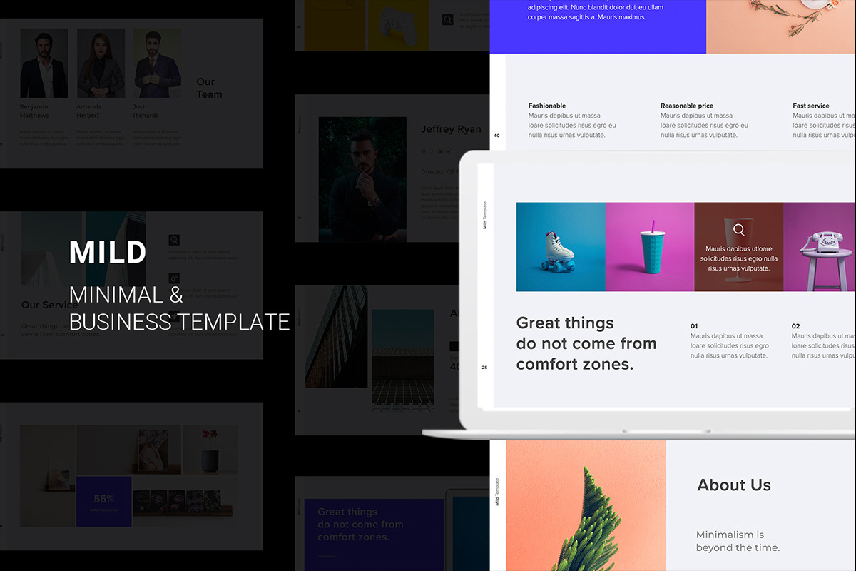 Mild Minimal Keynote Template on Yellow Images Creative Store