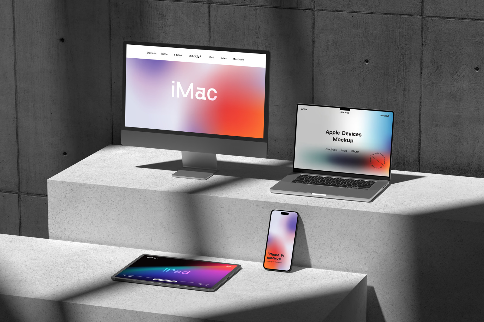 Apple Devices Mockup on Yellow Images Creative Store