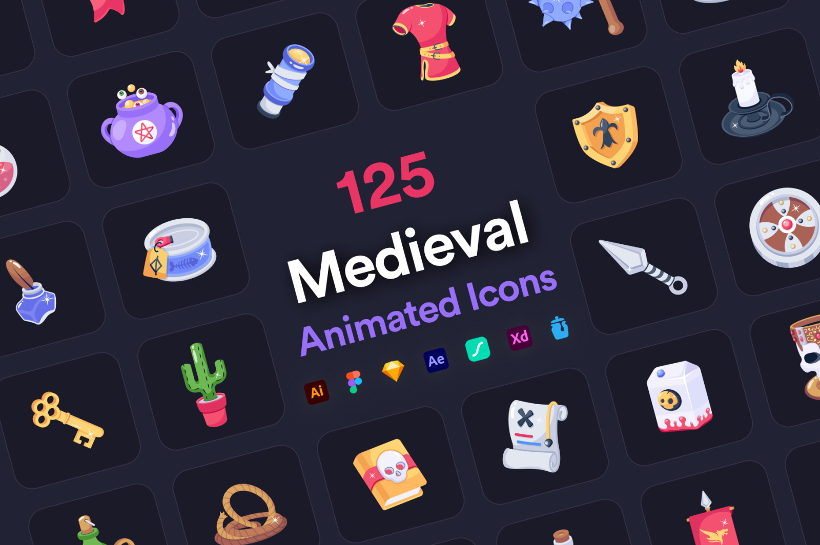 Medieval Icons on Yellow Images Creative Store