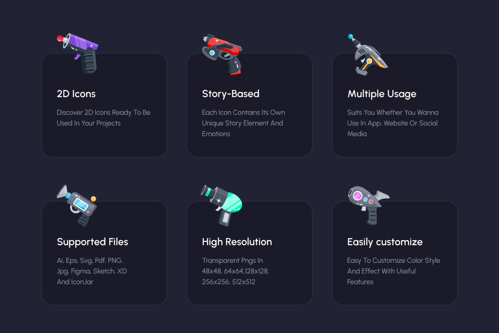 Gun Icon Set on Yellow Images Creative Store