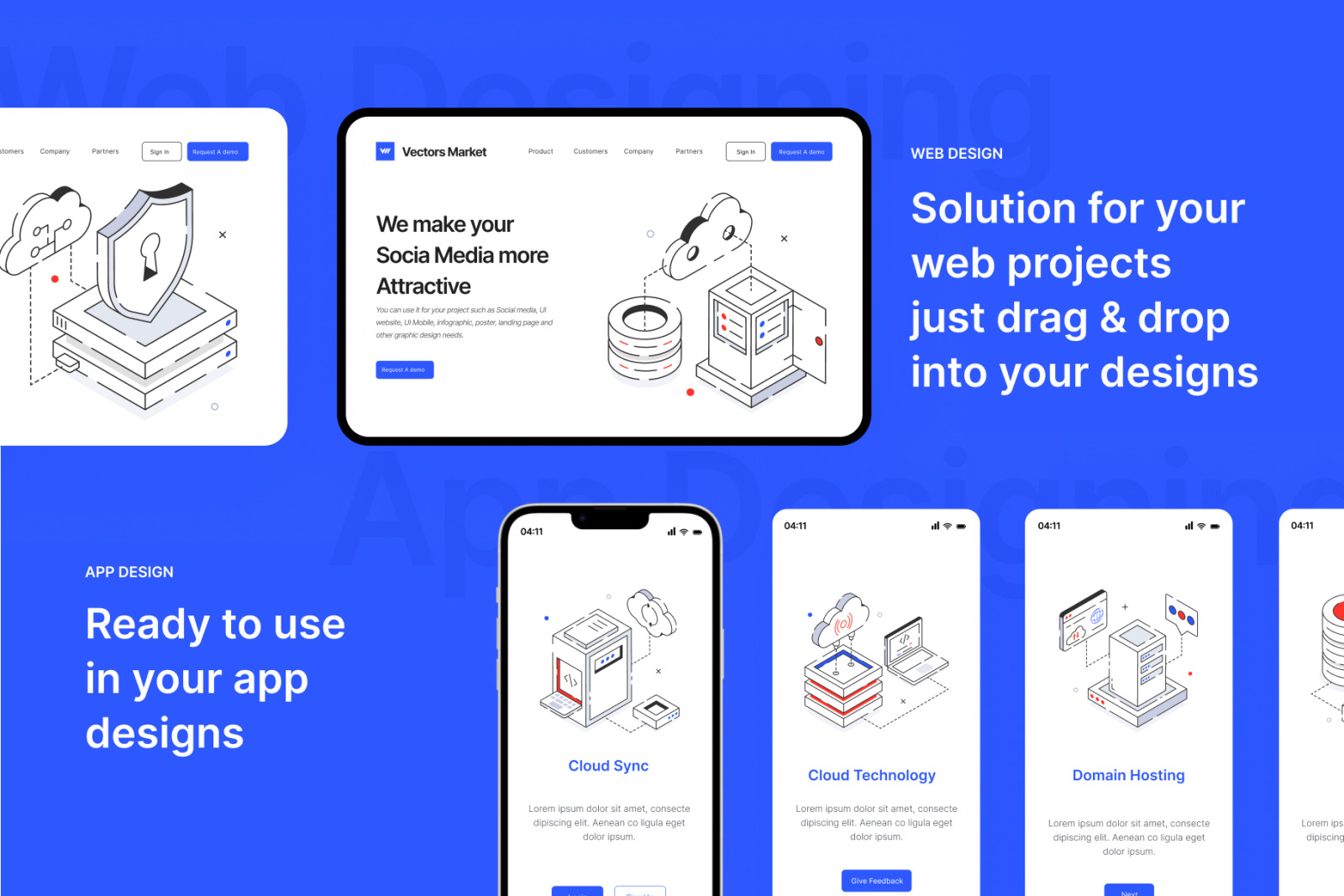 Animated Database Icons on Yellow Images Creative Store