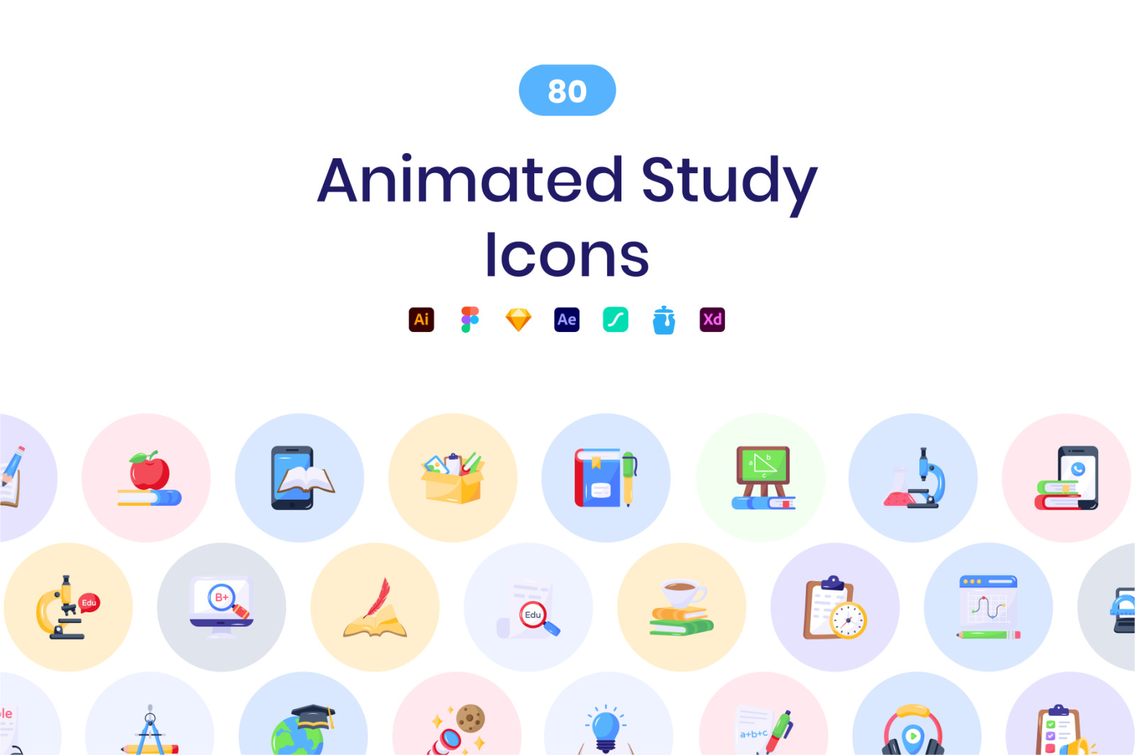 Study Icon Set on Yellow Images Creative Store
