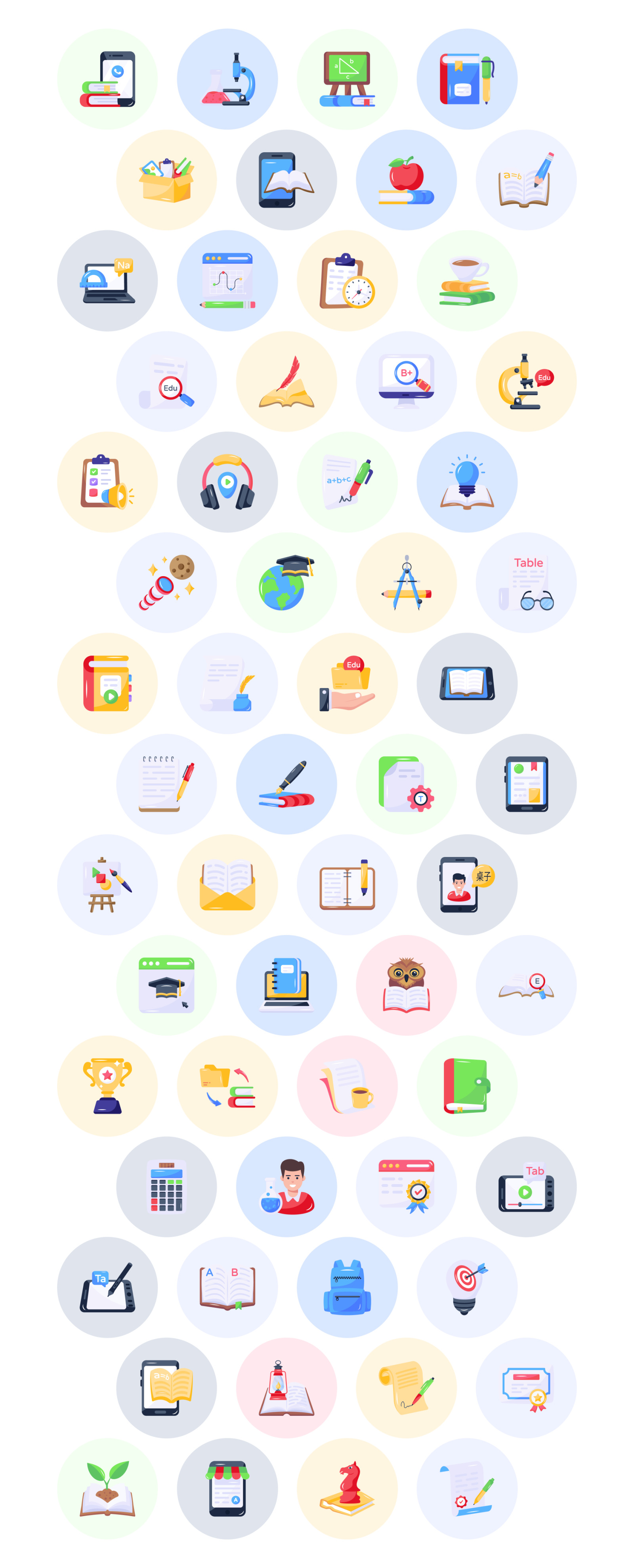 Study Icon Set on Yellow Images Creative Store
