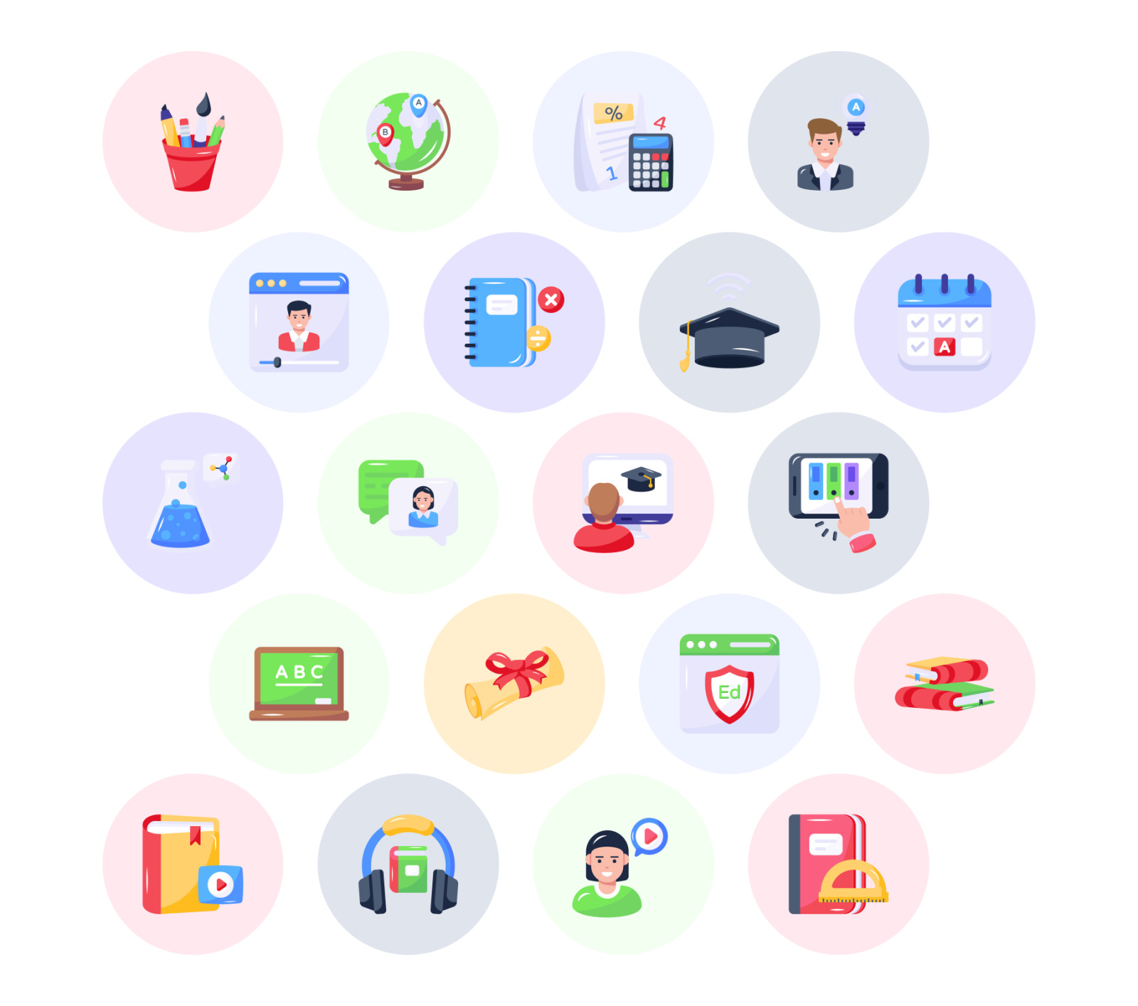 Study Icon Set on Yellow Images Creative Store