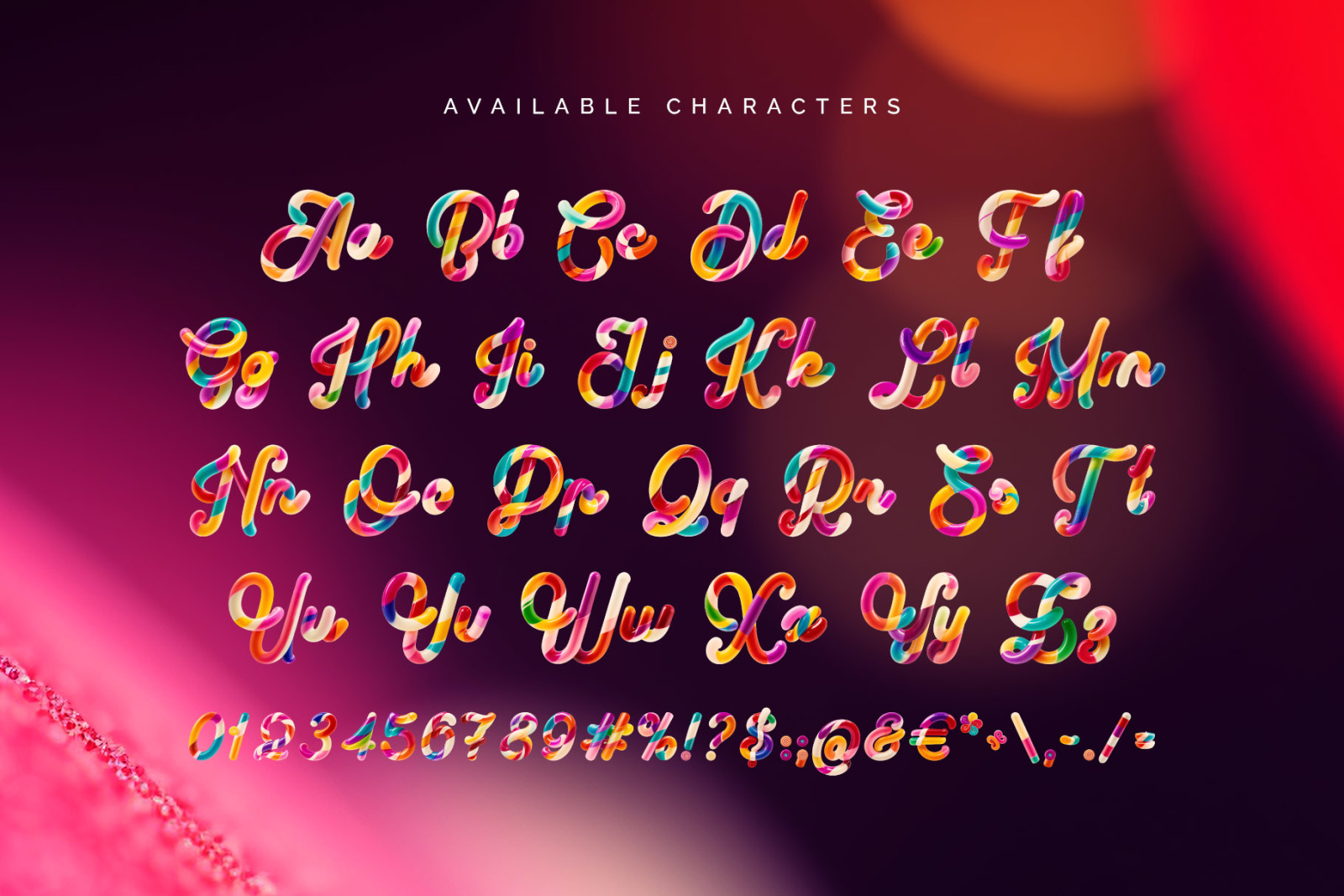 Yummy Candy - Color Bitmap Font on Yellow Images Creative Store