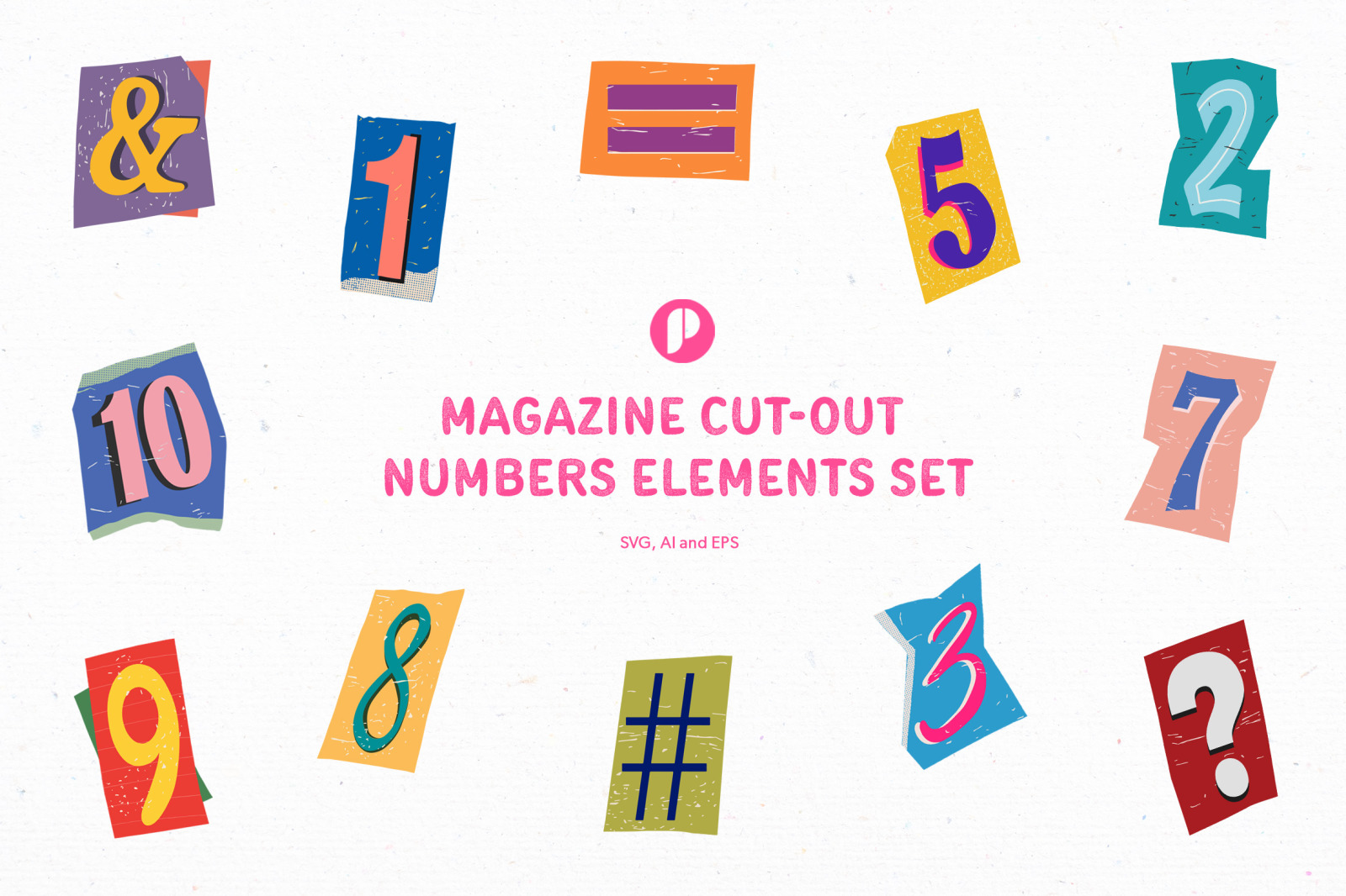 Colorful Magazine Cut-out Numbers Elements Set on Yellow Images ...