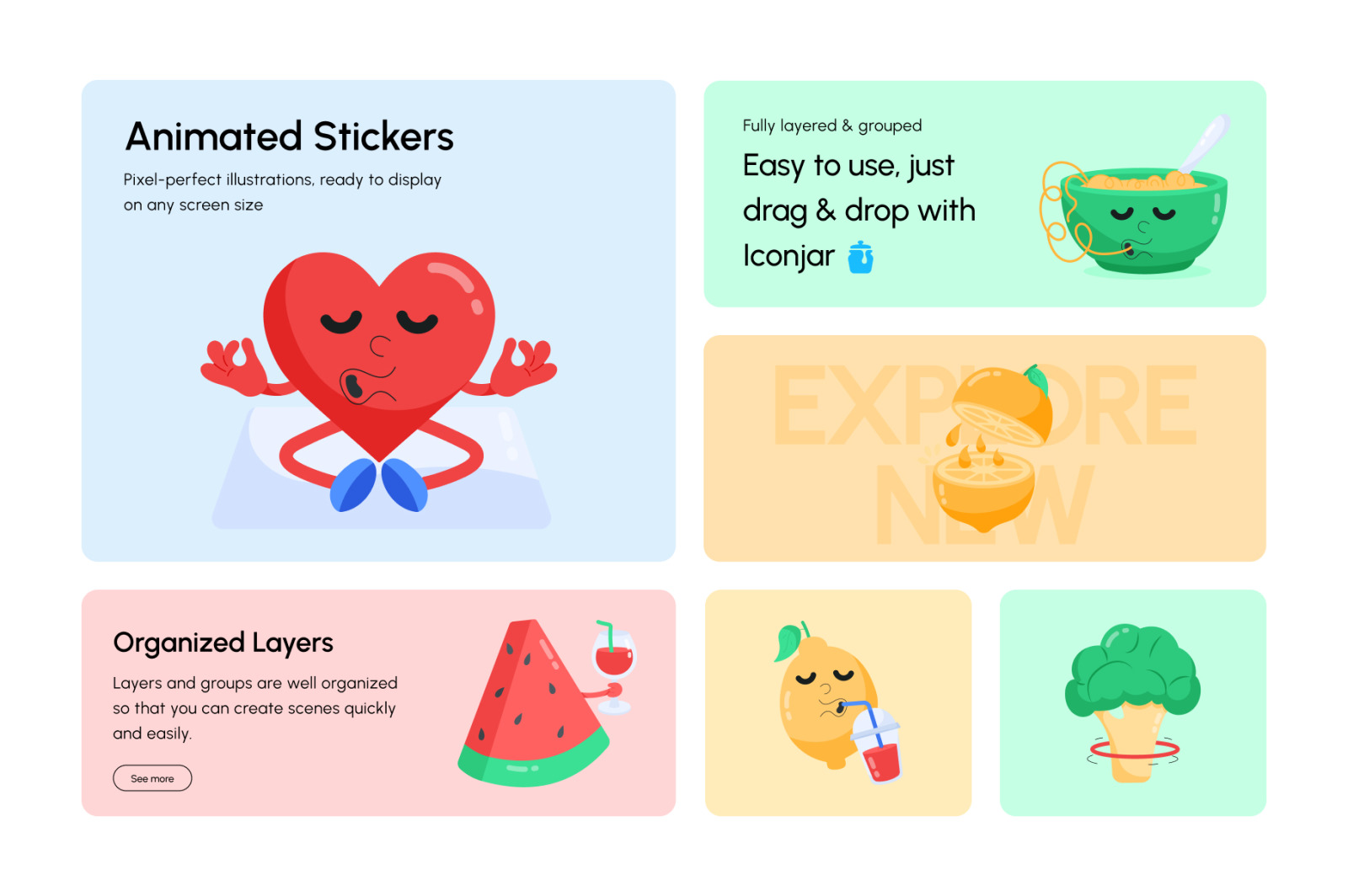 Animated Self Care Stickers on Yellow Images Creative Store