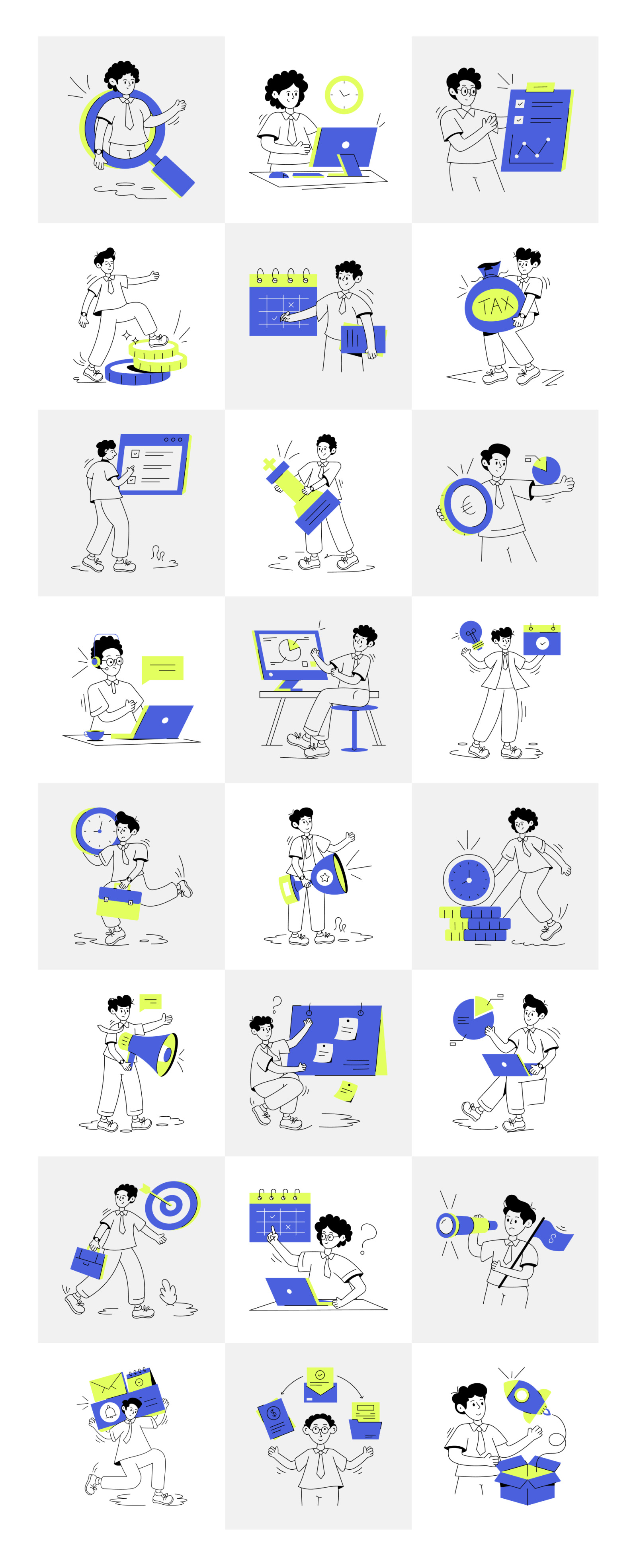 Animated Manager Illustrations on Yellow Images Creative Store