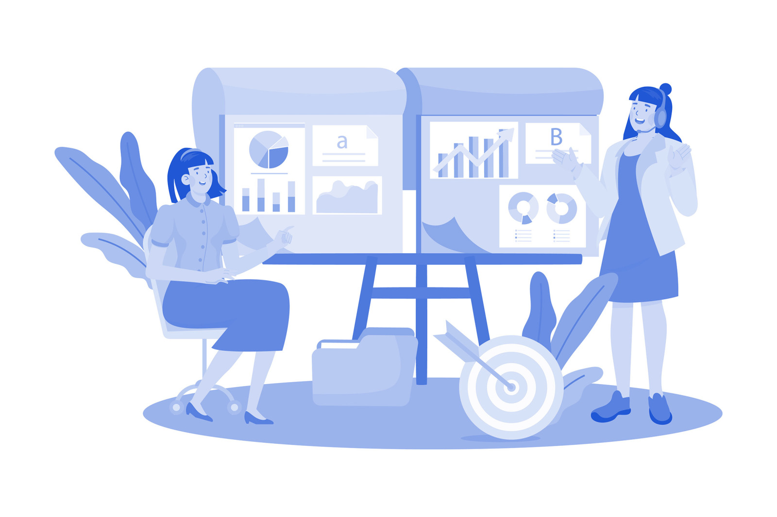 M695_Data Analysis Illustration Pack on Yellow Images Creative Store