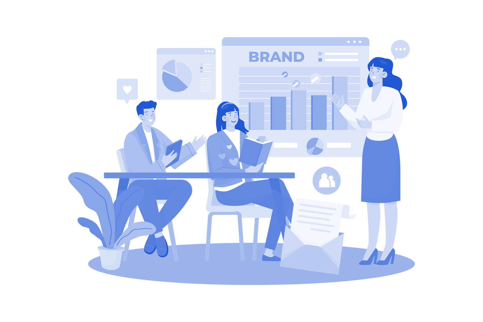 M695_Data Analysis Illustration Pack on Yellow Images Creative Store