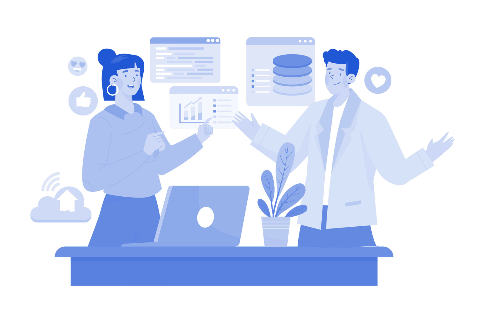 M695_Data Analysis Illustration Pack on Yellow Images Creative Store