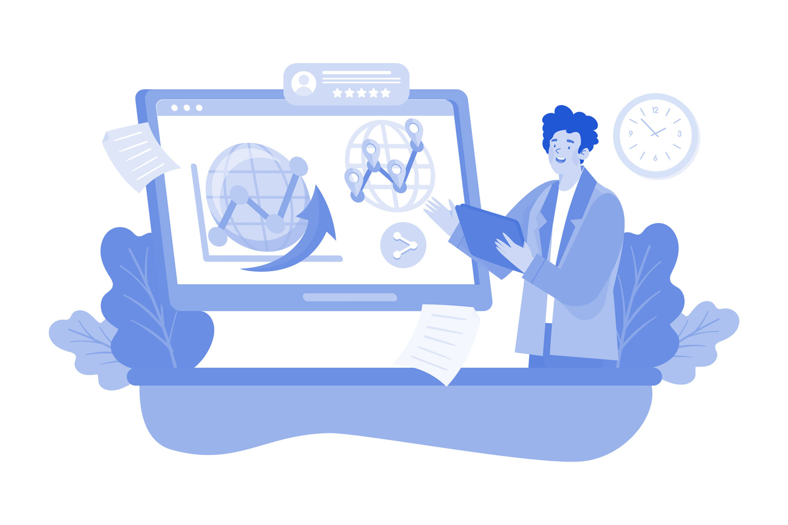 M695_Data Analysis Illustration Pack on Yellow Images Creative Store