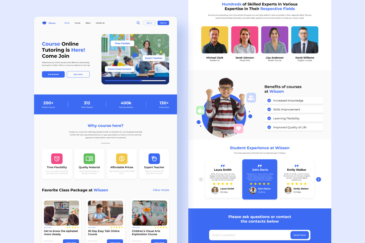 Online Course Web Landing Page Template on Yellow Images Creative Store