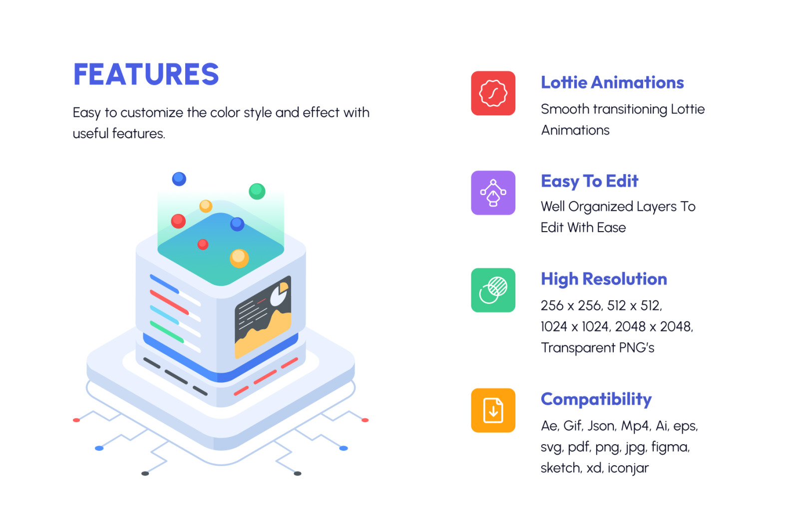 Animated Database Icon Set on Yellow Images Creative Store