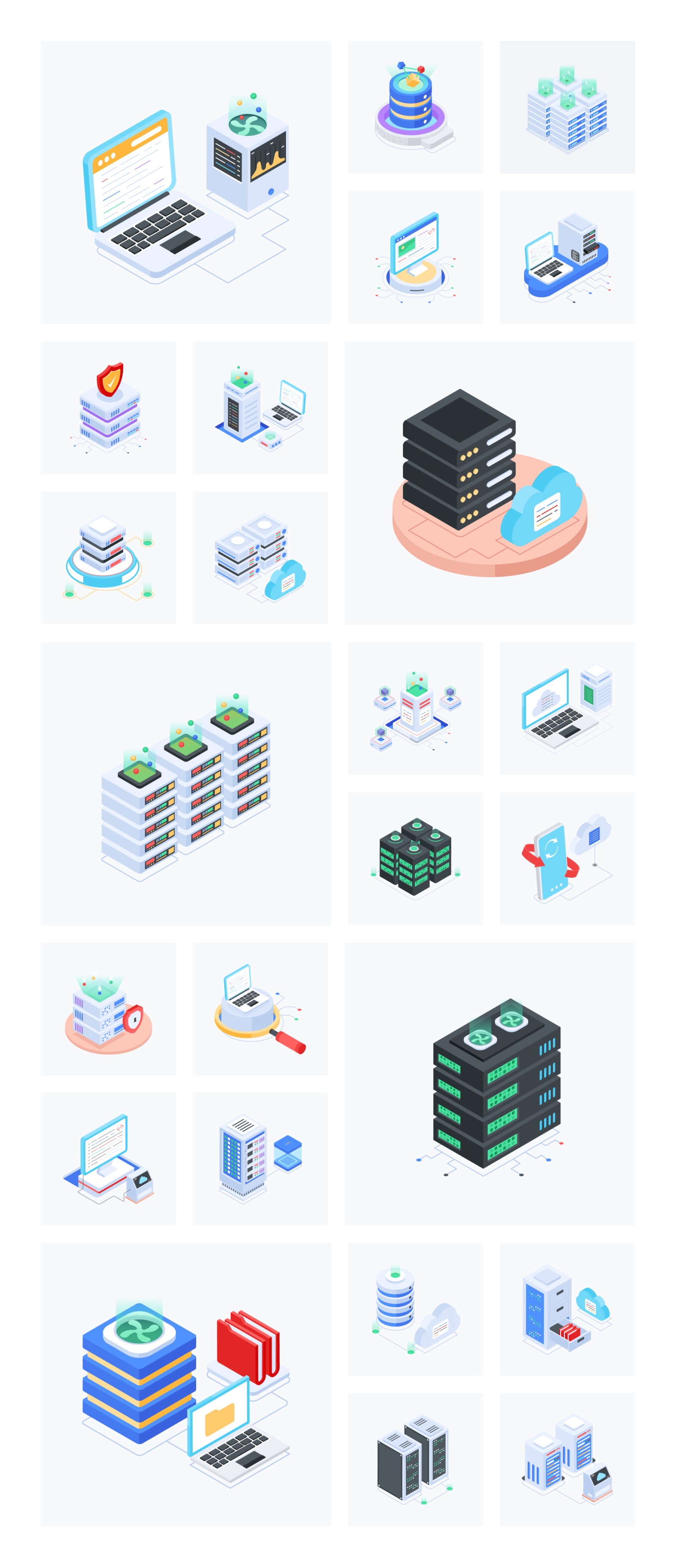 Animated Database Icon Set on Yellow Images Creative Store